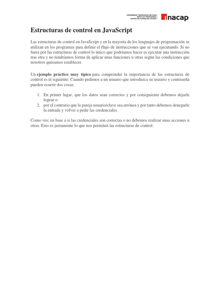 Estructuras De Control Javascript Pdf Script Java Flujo De Control