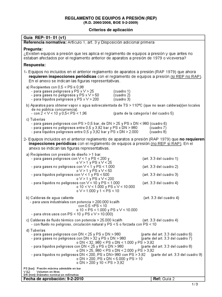 REP Guia 01 01 v1 Comparativa - REP RAP - Guia 2 | PDF | Presión ...