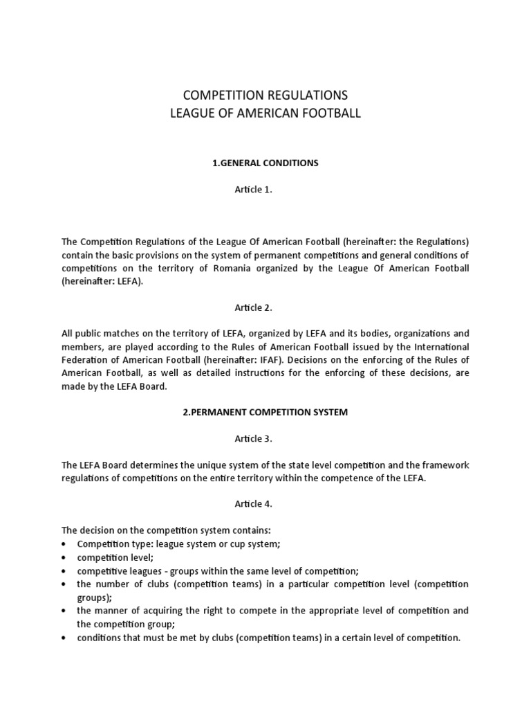 LEFA Competition Regulations | PDF | Referee | Association Football