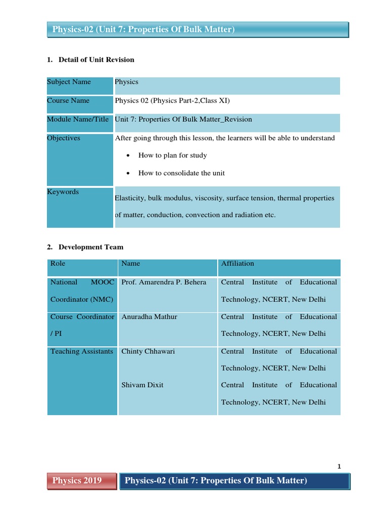 Unit 7 Properties of Bulk Matter - Study Guide | PDF | Young's Modulus ...