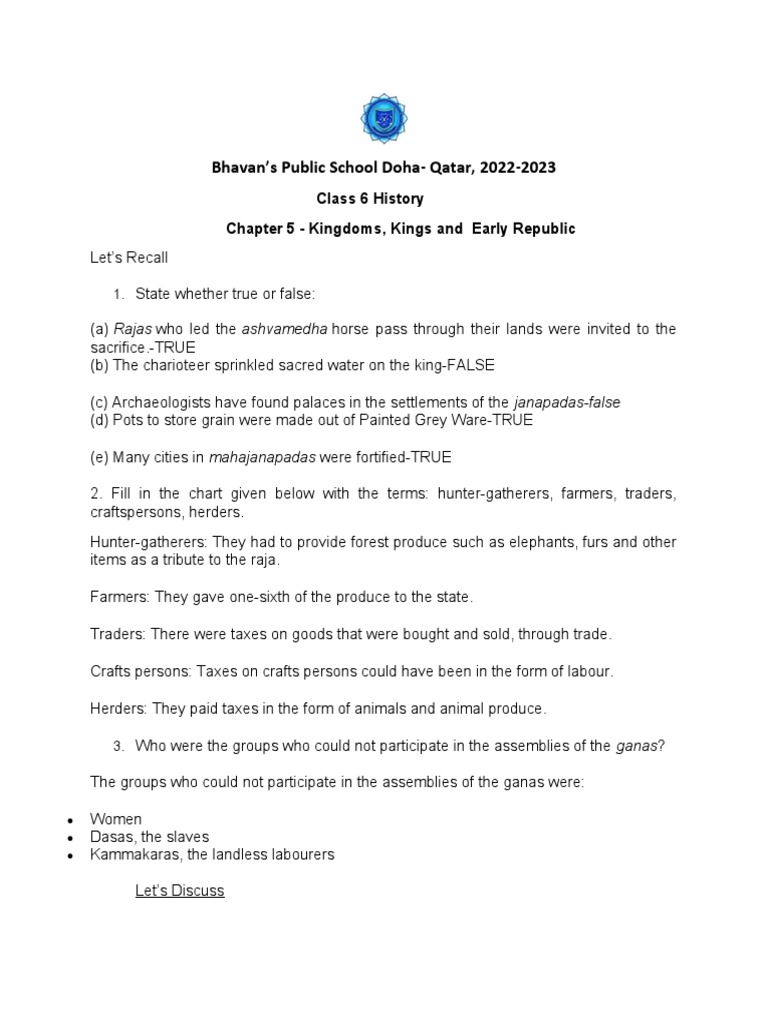 Class 6 History CH 5 NOTES | PDF