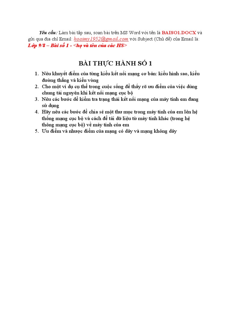 Bai Thuc Hanh So 1 Lop 9 | PDF