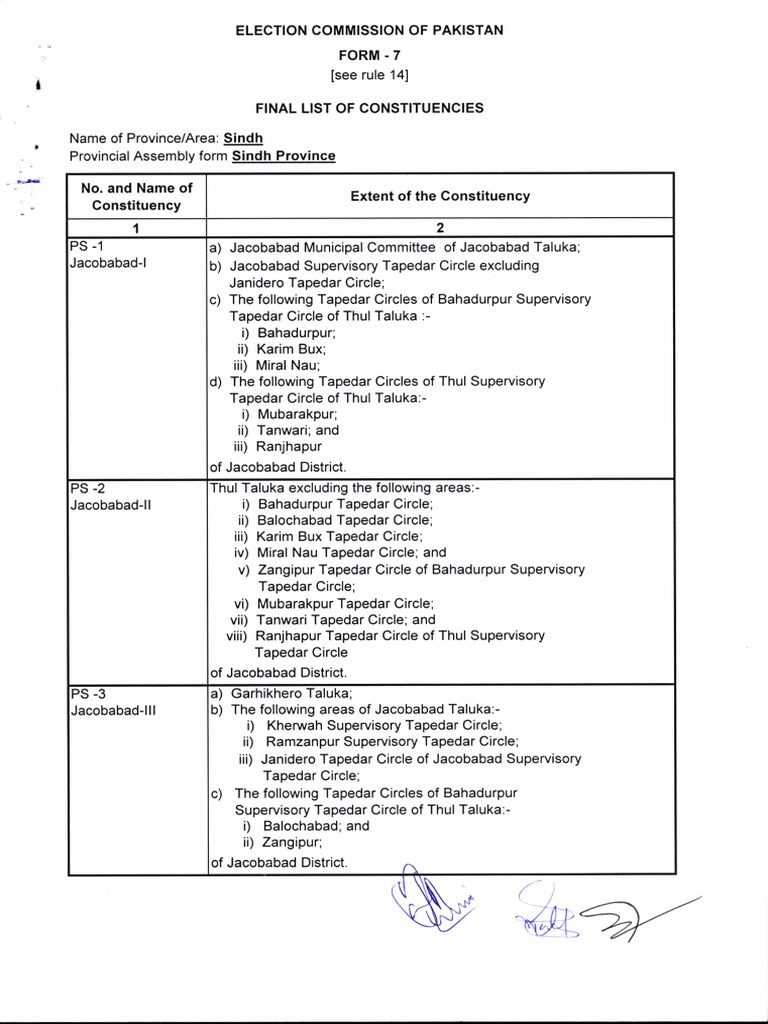 Sindh PA Form 7 | PDF