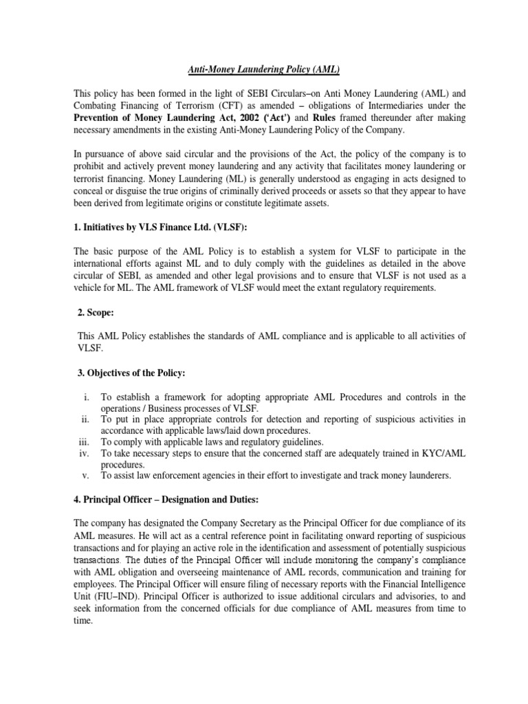 Anti-Money-Laundering-Policy | PDF | Money Laundering | Regulatory ...