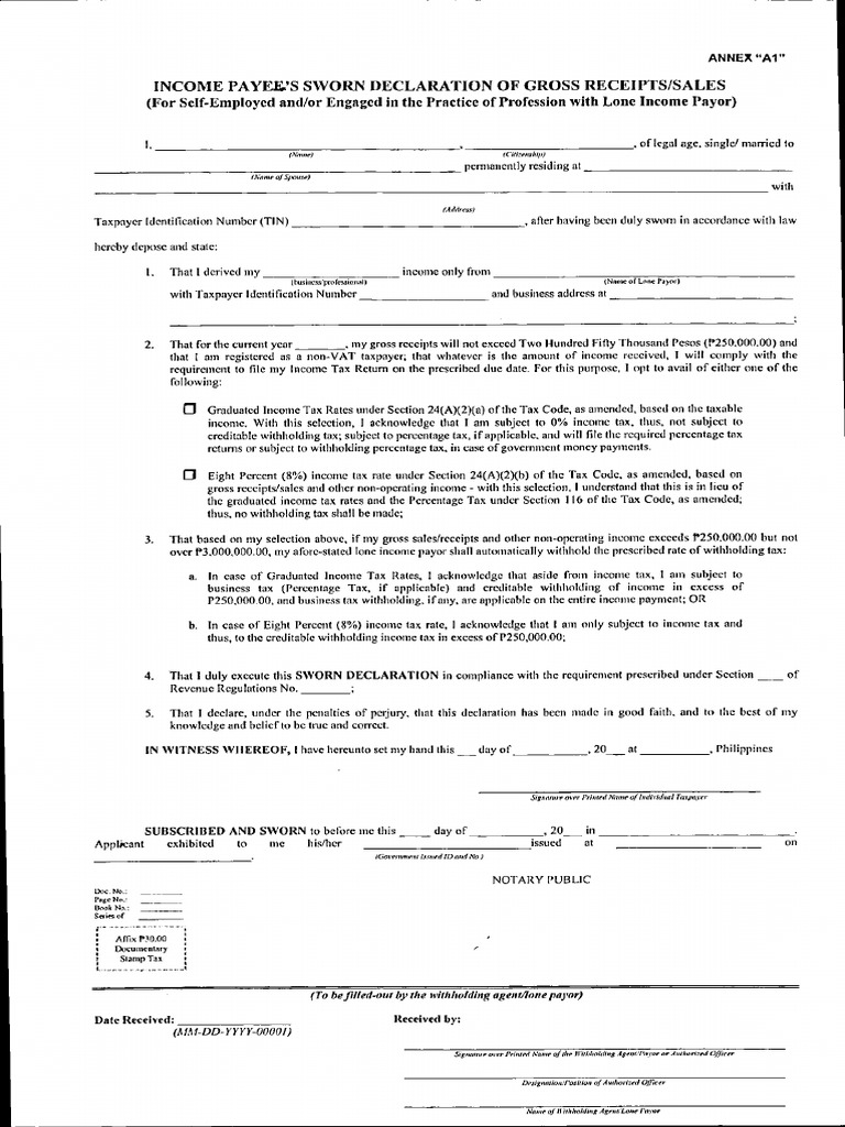 Annex (A1) | PDF | Payments | Taxes