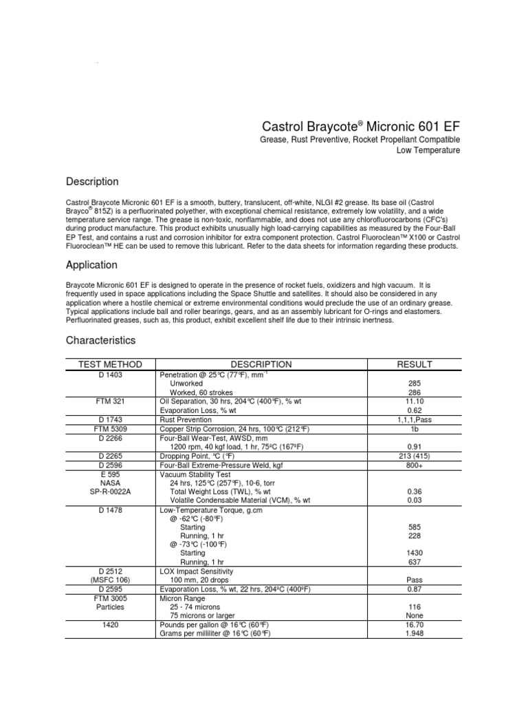 Am Braycote 601 EF Micronic US Eng 04 08 Pds | PDF | Mechanical ...