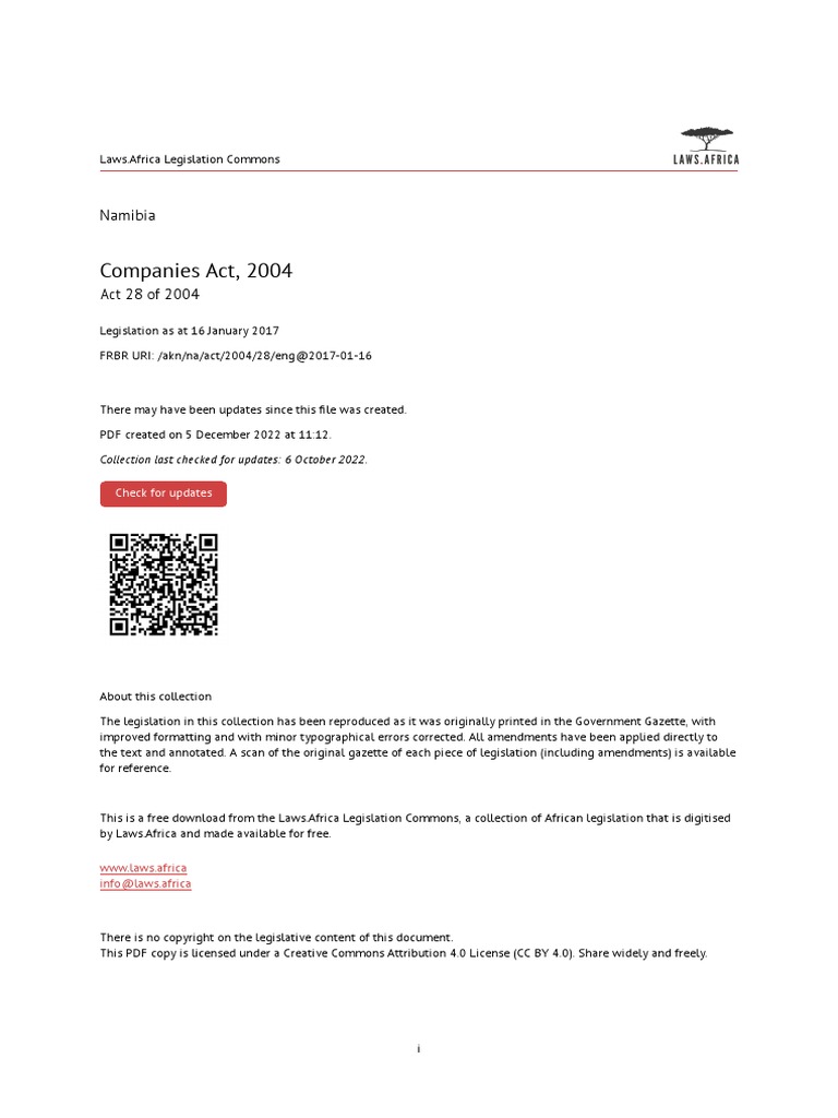 Companies Act of 2004 Namibia | PDF | Stocks | Debenture