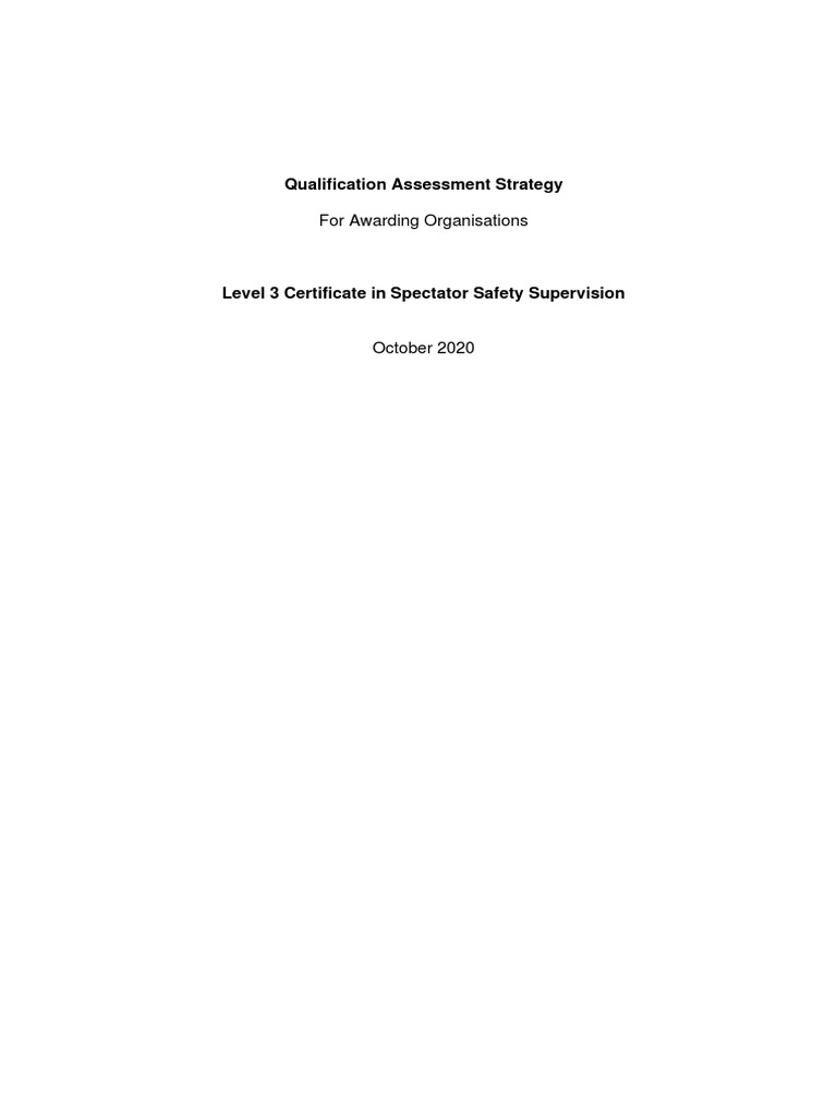 Assessment Strategy Level 3 in Spectator Safety Supervision V | PDF ...