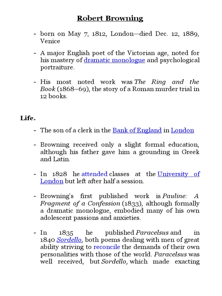 Robert Browning Life | PDF | Robert Browning