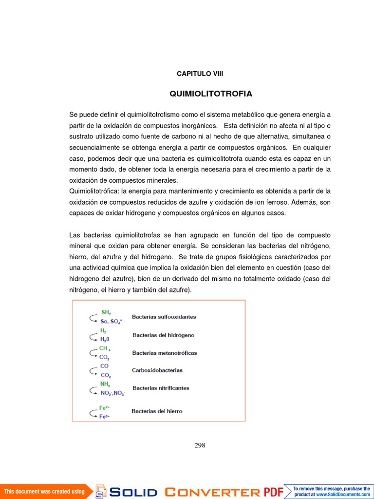 Capitulo Viii Quimiolitotrofia | PDF | Las bacterias | Sustancias químicas