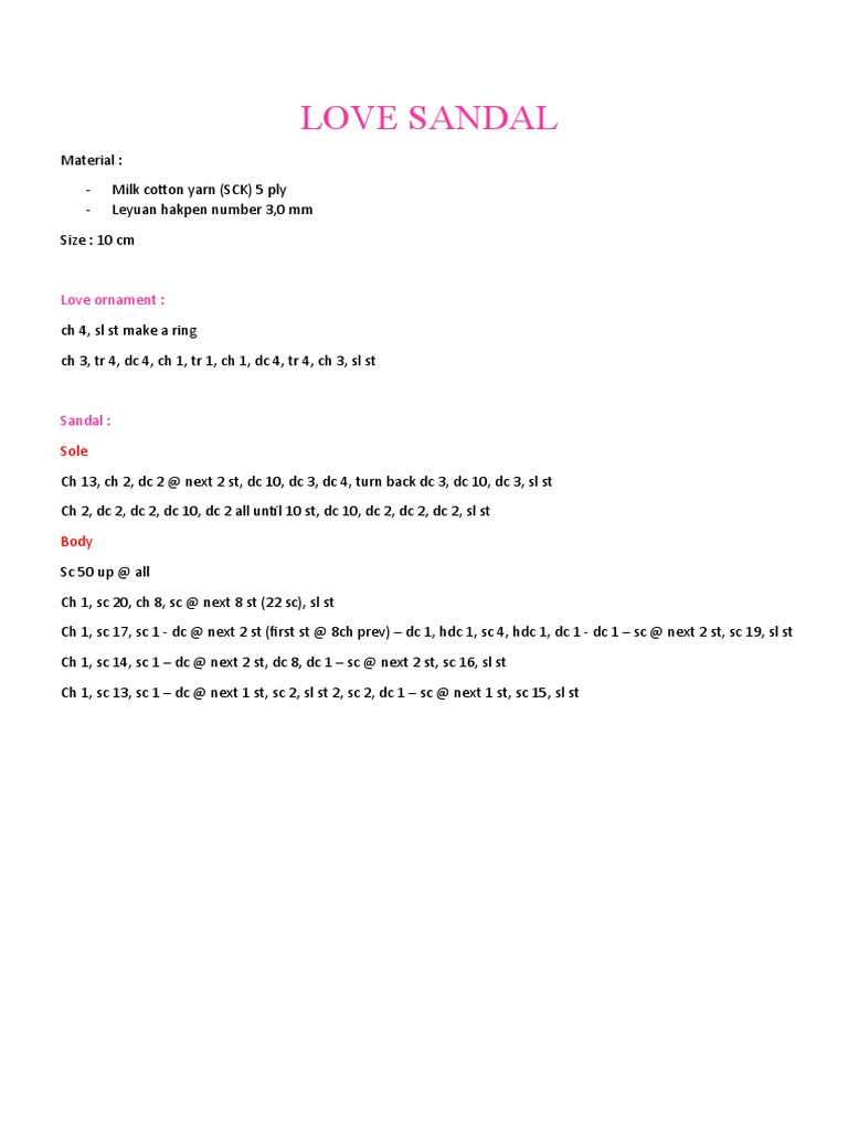 Crochet Pattern LOVE SANDAL | PDF