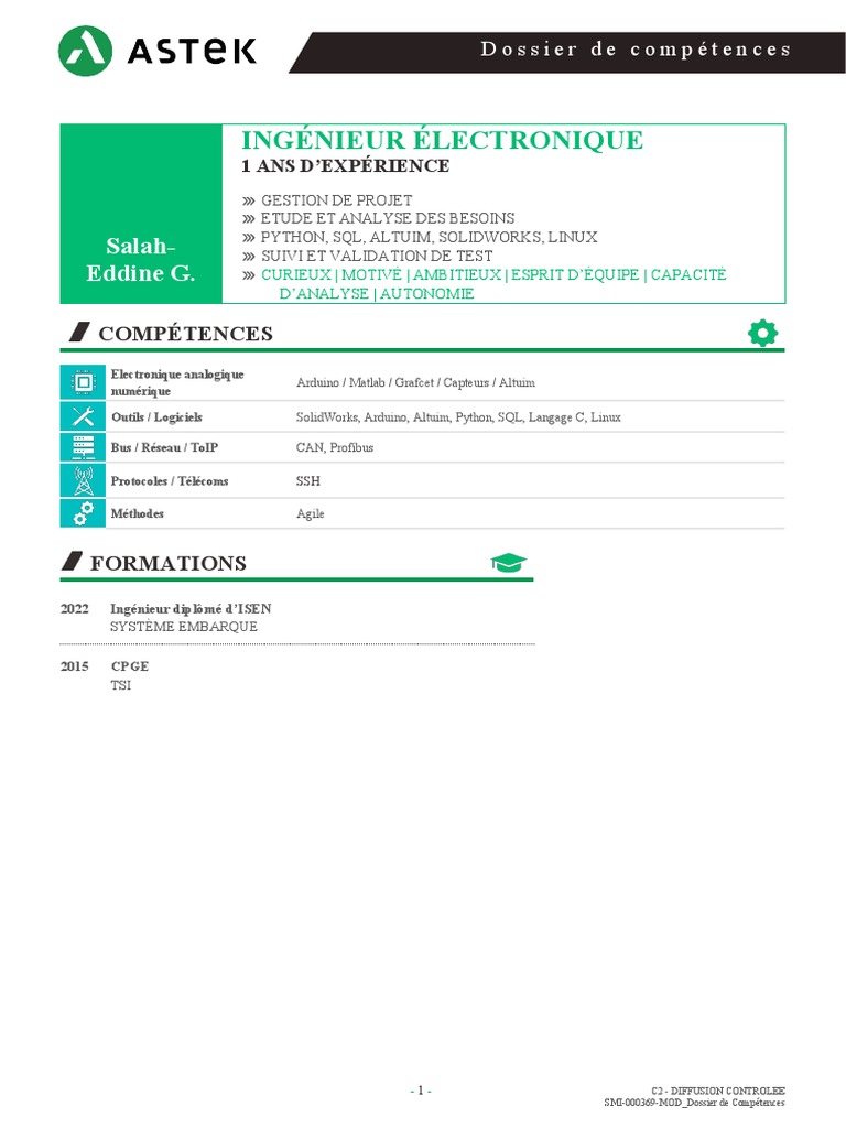 SMI-000369-MOD - Dossier de Compétences - ELEC - ASTEK | PDF | Arduino | Âge de l'information