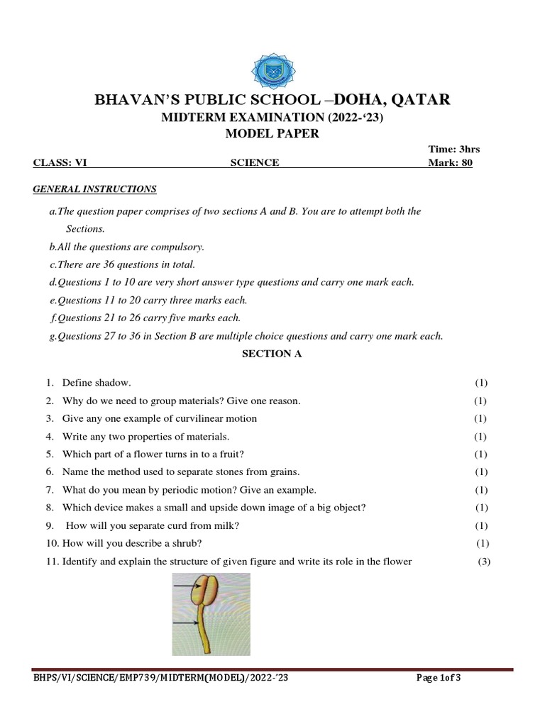 Class Vi Science Midterm Model 22 | PDF | Solubility