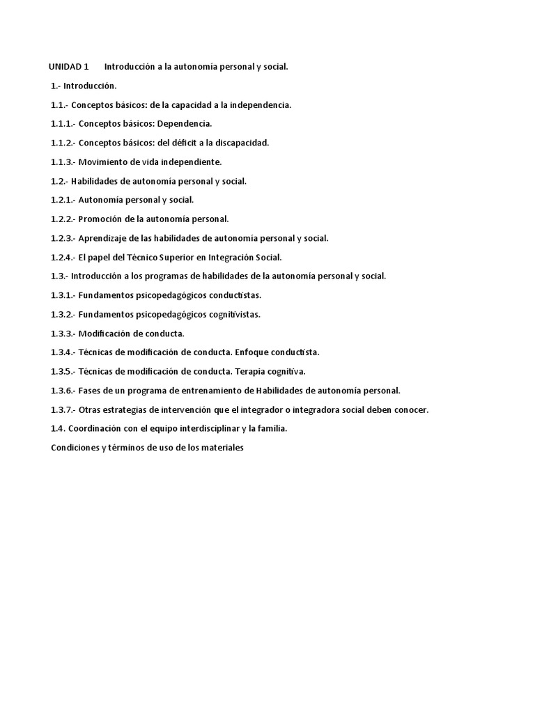 Unidad 1 Introduccion A La Autonomia Personal y Social | PDF ...