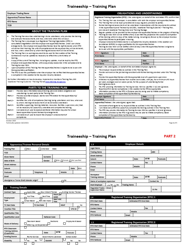 Training Plan Template 39 | PDF | Apprenticeship | Vocational Education