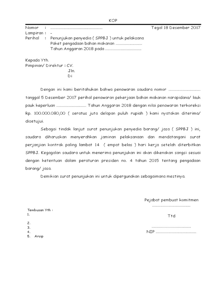 Contoh SPPBJ | PDF