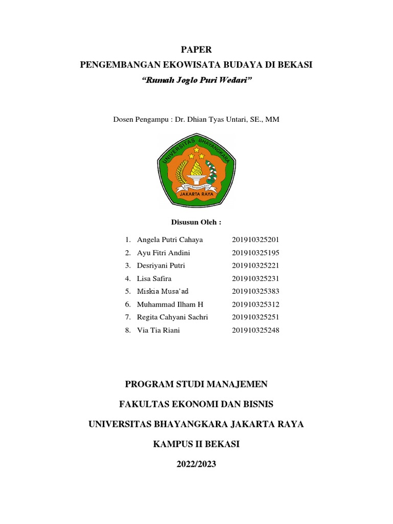 Paper Kel-4 - Pengembangan Ekowisata Budaya Di Bekasi | PDF
