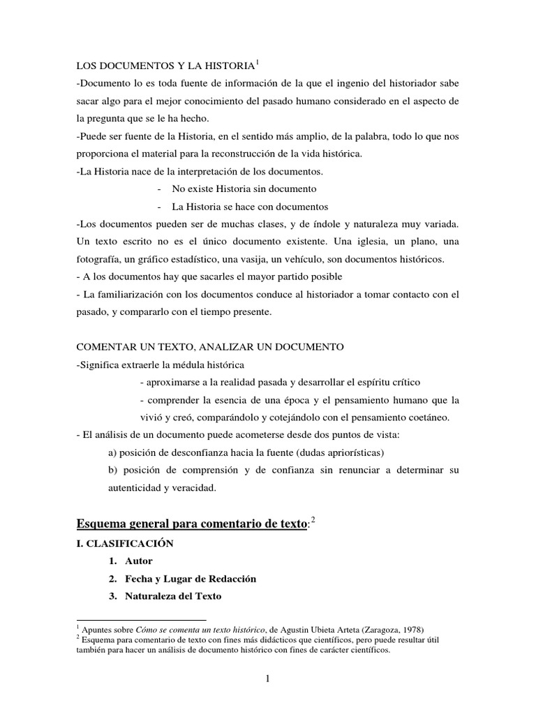 Esquema Comentario de Texto | PDF | Ensayos | Historiografía
