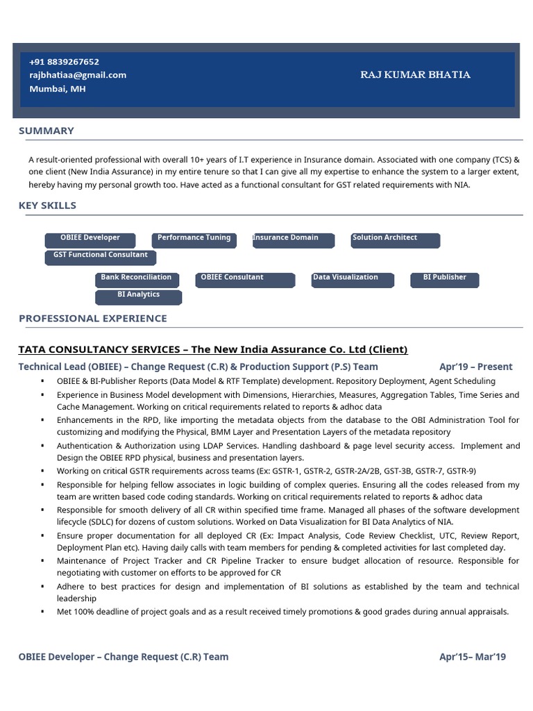 Raj Kumar Bhatia's Resume: A Results-Oriented Professional with Over 10 Years of Experience in ...