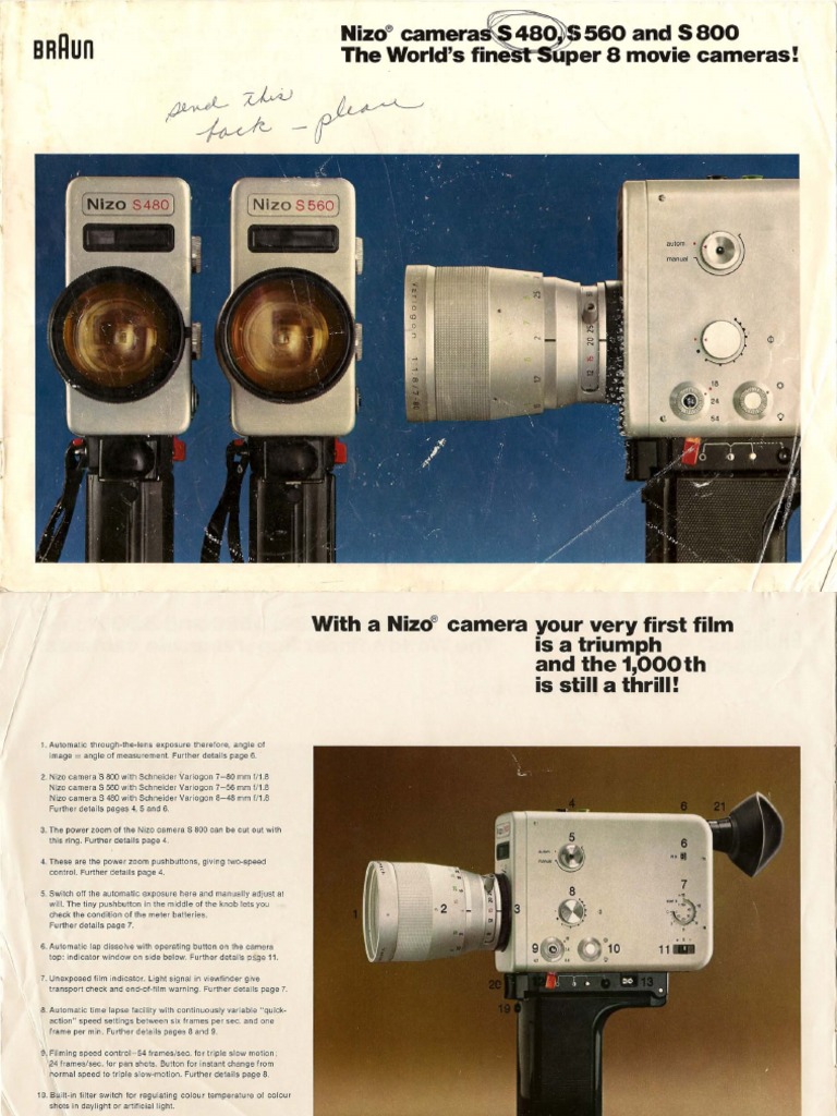 Braun Nizo S480-S560-S800 Brochure | PDF | Zoom Lens | Camera Lens
