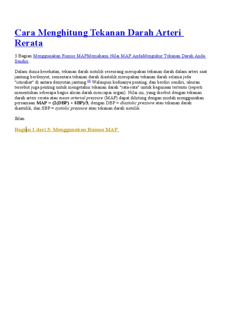 Menghitung Mean Arterial Pressure (MAP) | PDF