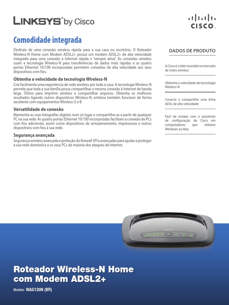 WAG120N-BR V10 DS A Web, 0 | PDF | Rede de computadores | Rede sem fio