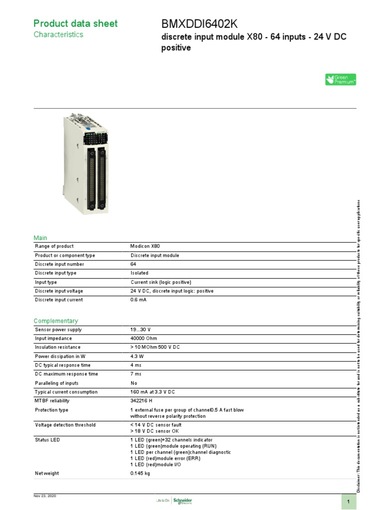 Modicon X80 Modules - BMXDDI6402K | PDF | Electronic Engineering | Physical Quantities