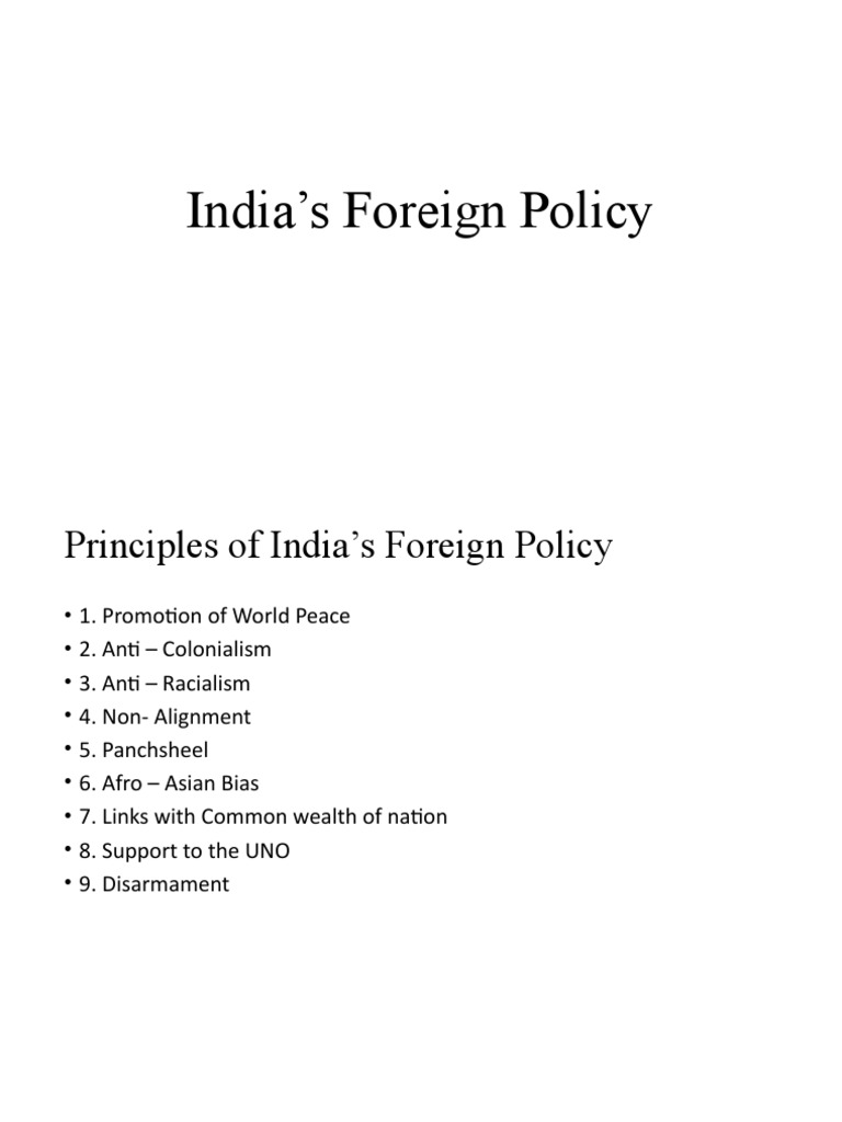 India's Foreign Policy - Objectives and Principles | PDF | Non Aligned ...