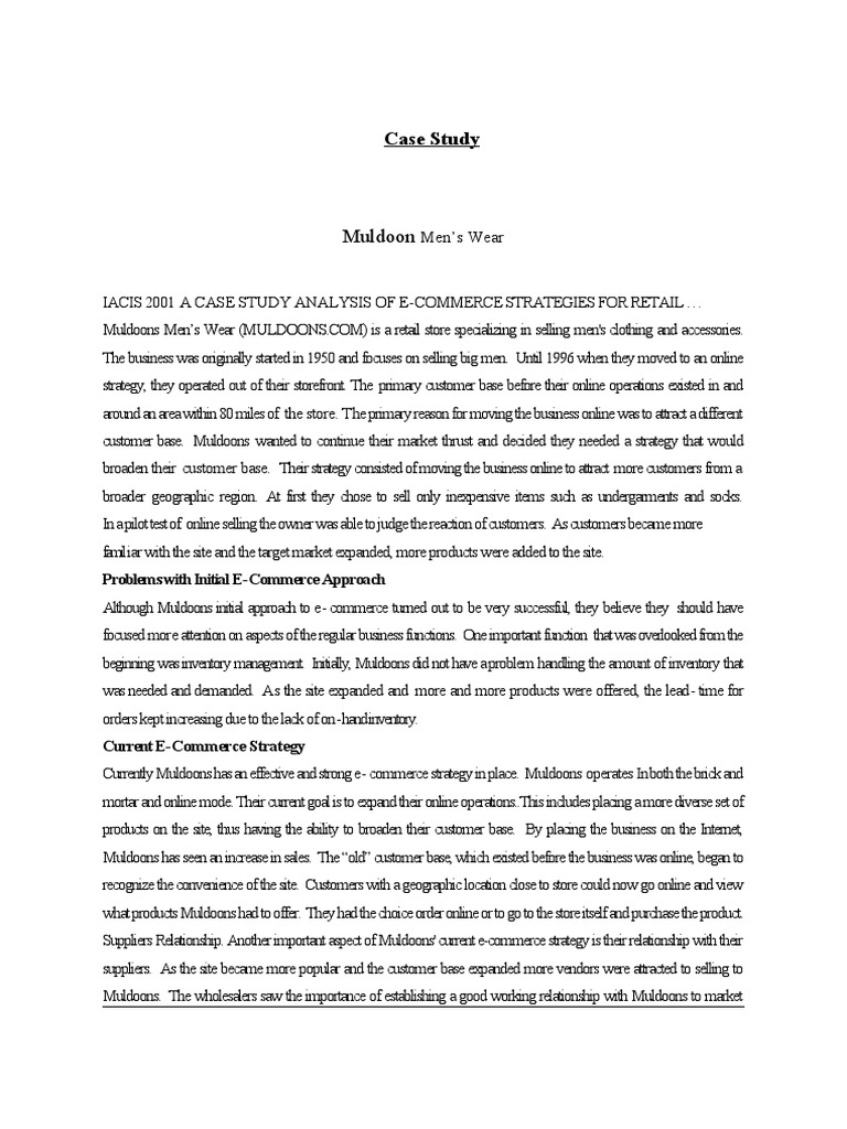 Case Study Muldoon Men | PDF | E Commerce | Retail