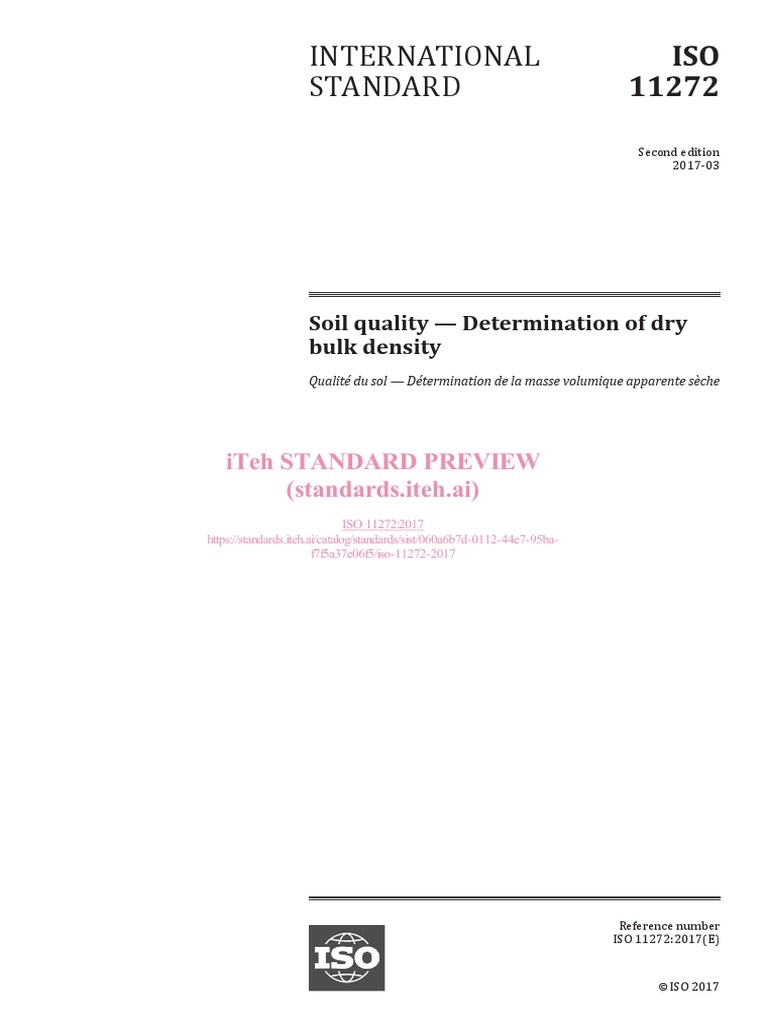 ISO-11272-2017 Soil Quality - Determination of Dry Bulk Density | PDF ...