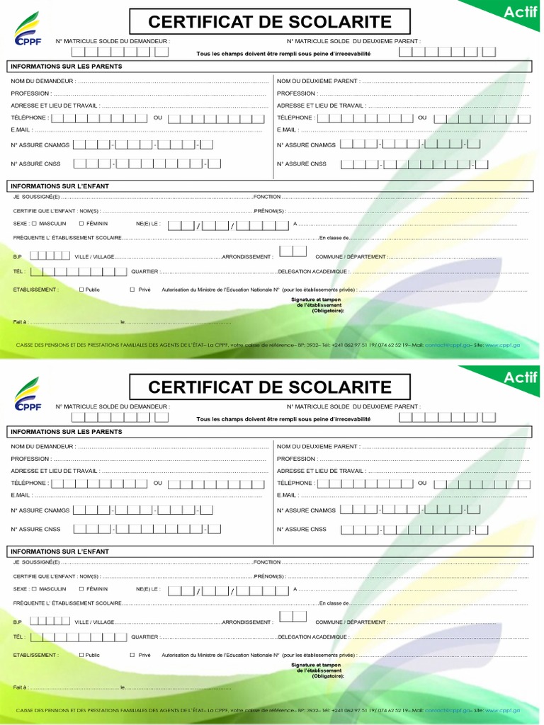 Certificat de Scolarite .pdf1 | PDF