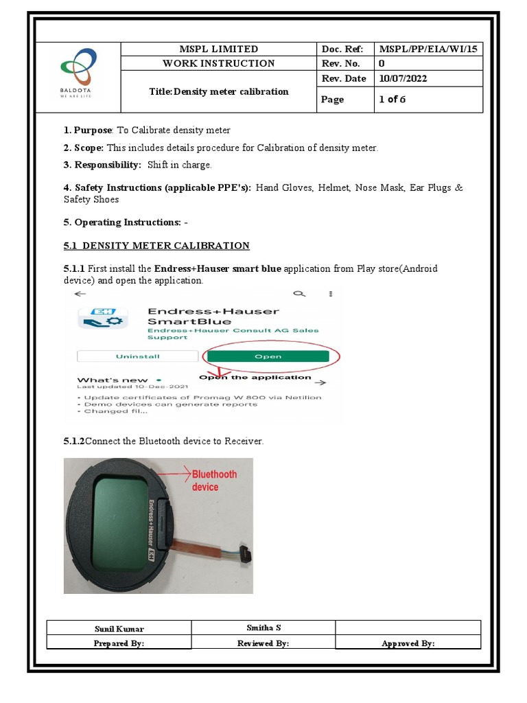 Density Meter Calibration Procedure | PDF | Calibration | Programmable ...
