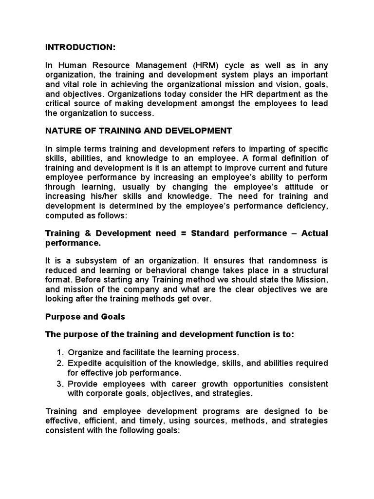 Importance of Training & Development | PDF | Human Resources | Human Resource Management