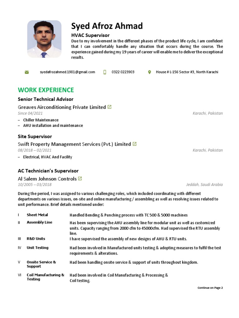 Resume Syed Afroz Ahmad | PDF | Pakistan | Karachi