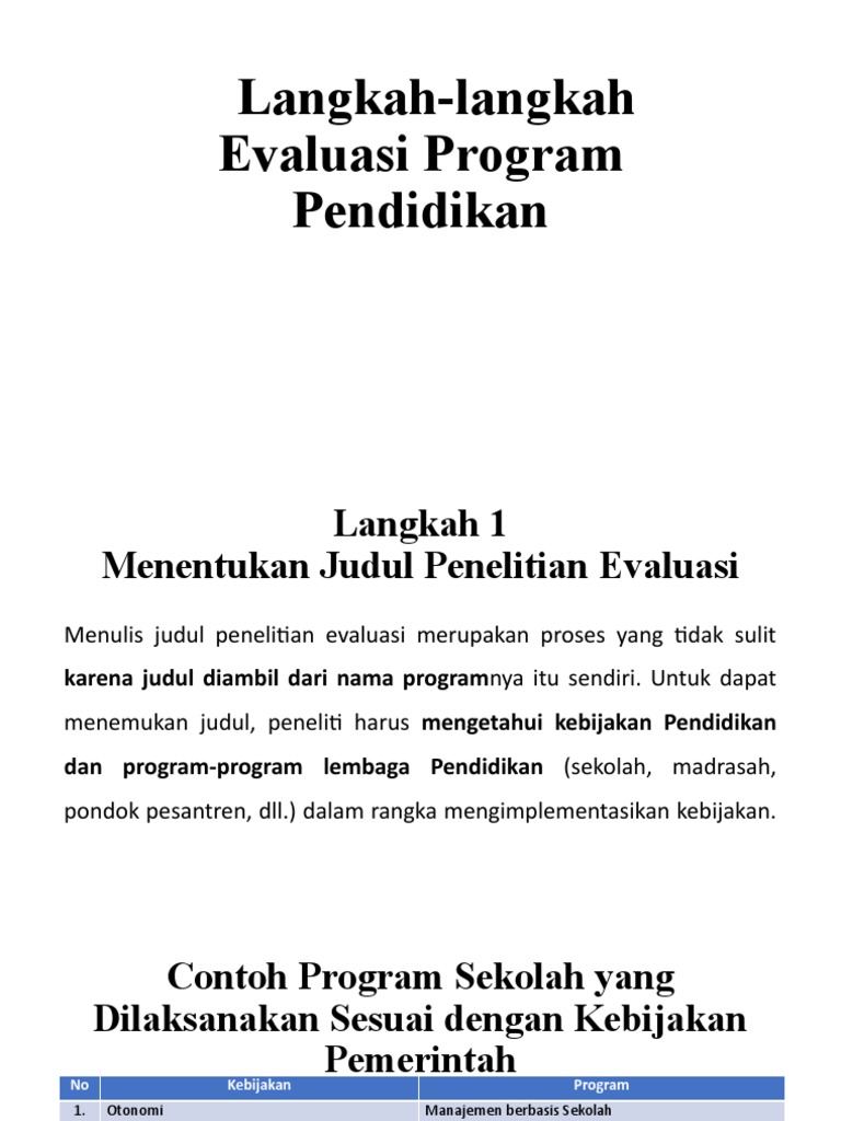 Langkah-Langkah Evaluasi Program Pendidikan | PDF