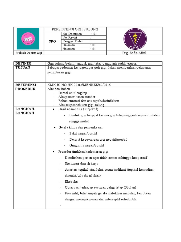Persistensi Gigi Sulung | PDF