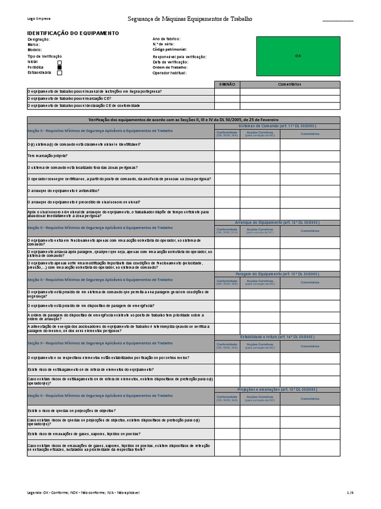 Checklist Verificação DL50-2005 | PDF