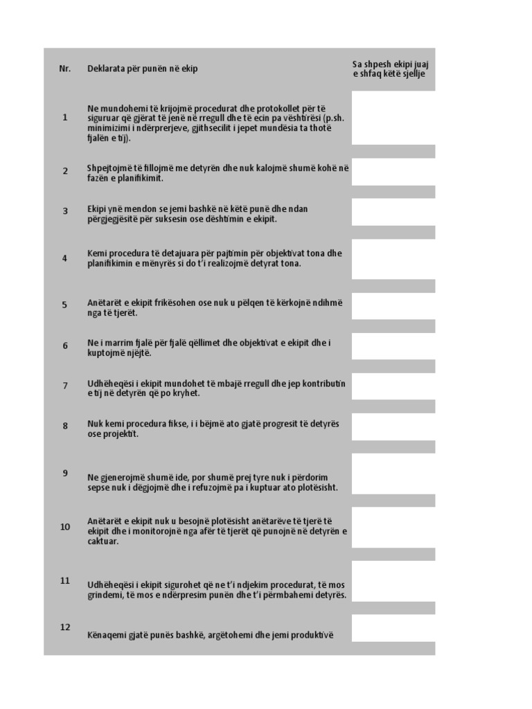 Pyetësor Për Punën Në Ekip Ankete Per Pune Ne Grup ALB SP | PDF