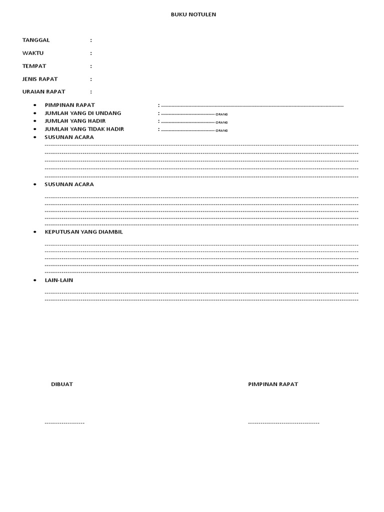 Format Buku Notulen Rapat | PDF