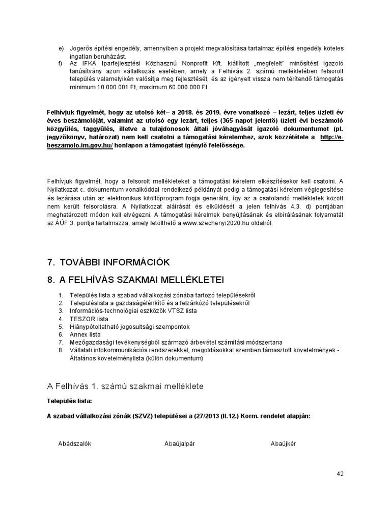 GINOP-1 2 9-20 Telepules Lista | PDF