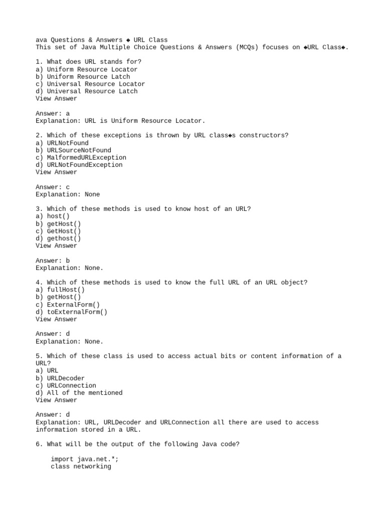 URL Class | PDF | Hypertext Transfer Protocol | Java (Programming Language)