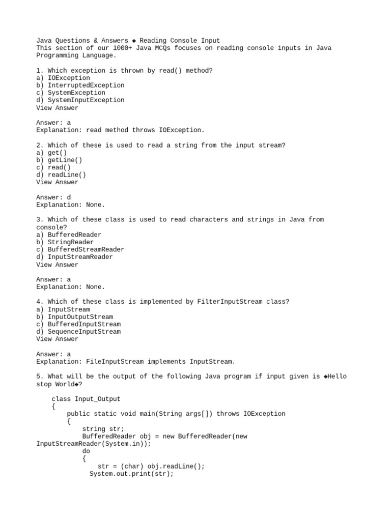 Reading Console Input | PDF | String (Computer Science) | Theoretical ...