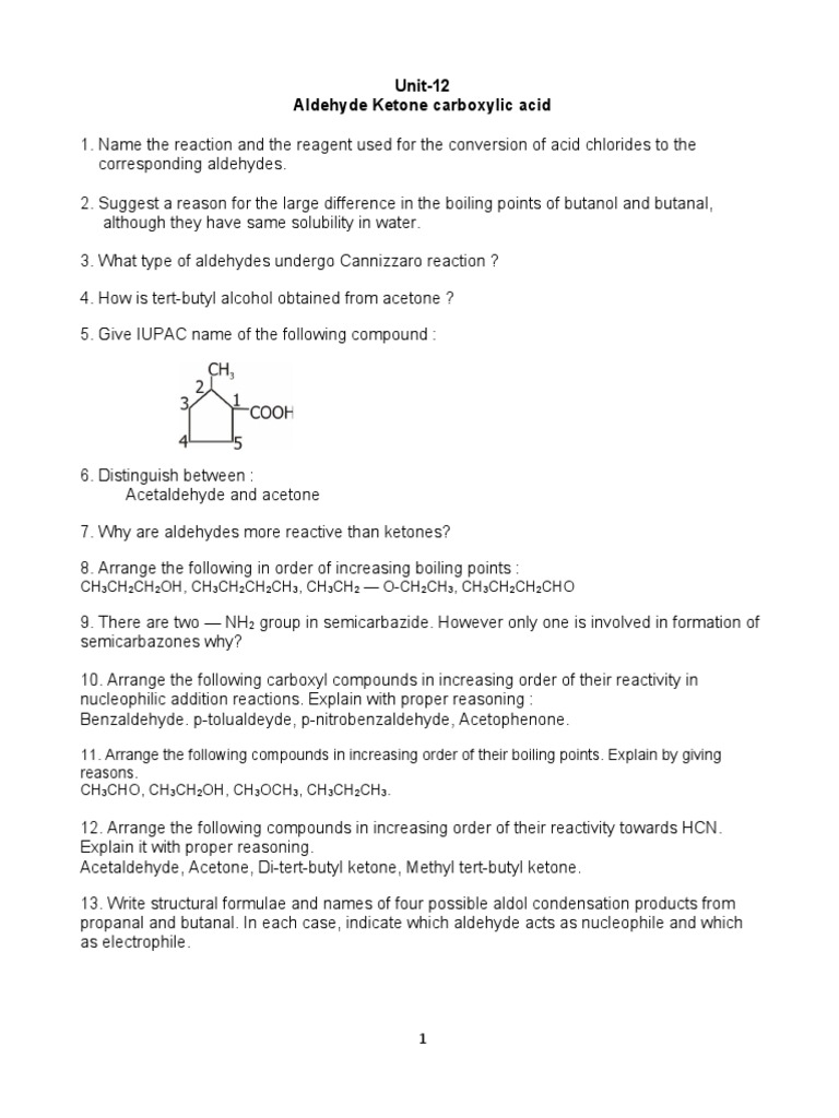 Unit-12 Aldehyde Ketone Carboxylic Acid | PDF | Aldehyde | Ketone