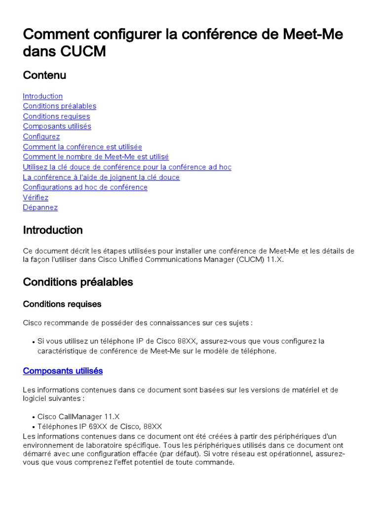 Configuration de la conférence Meet-Me CUCM | PDF | Informatique ...