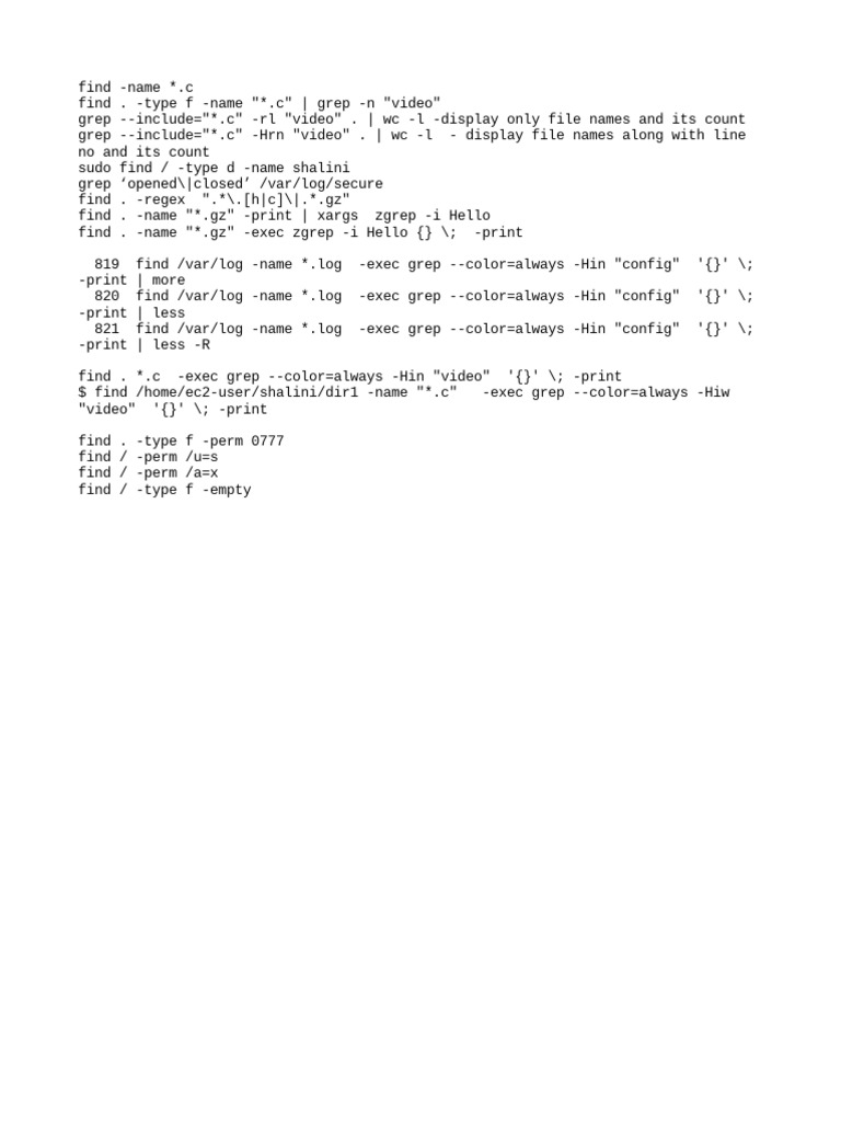 Find Grep Locate Head Tail Less More Pdf