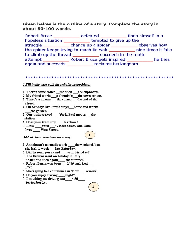 Story WTG Prepositions | PDF