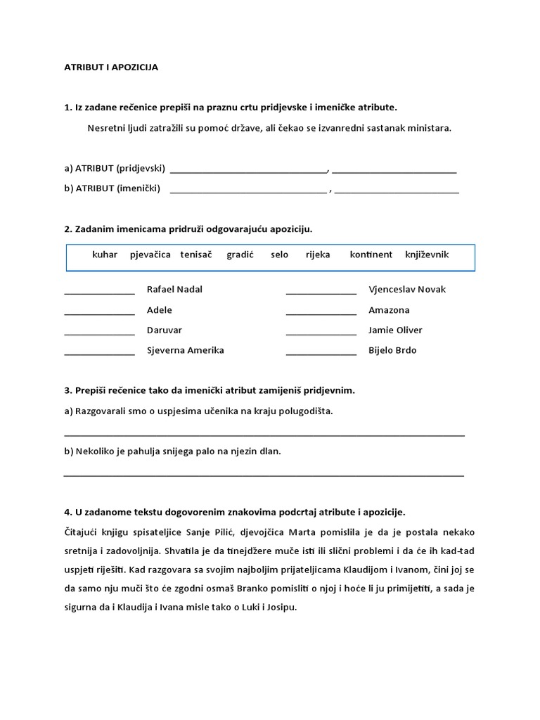 Atribut I Apozicija | PDF