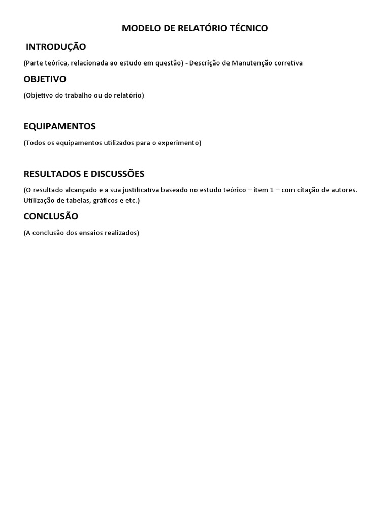 Modelo de Relatório Técnico | PDF