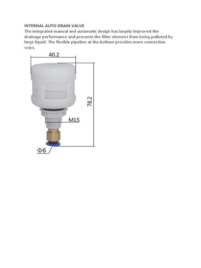 Internal Auto Drain Valve | PDF | Filtration | Valve