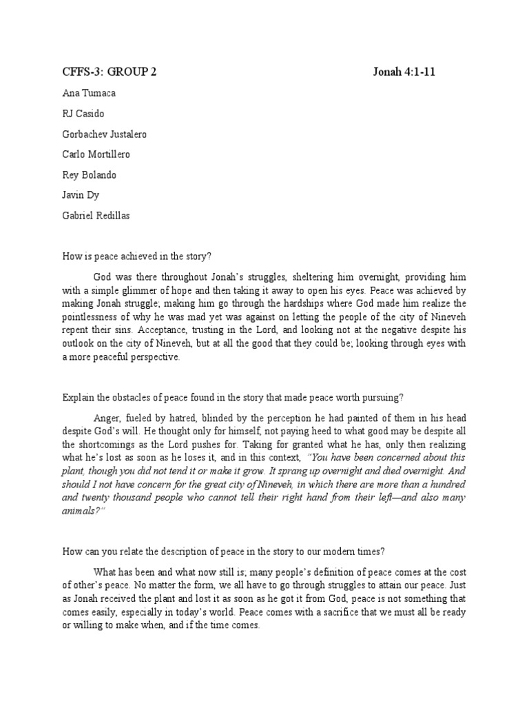 Achieving Peace in Jonah's Story | PDF